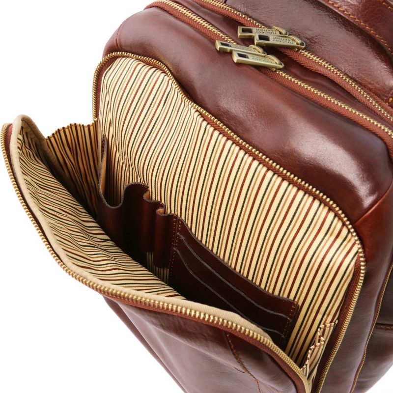 Leather Laptop Backpack with 3 Compartments - Phuket - Domini Leather