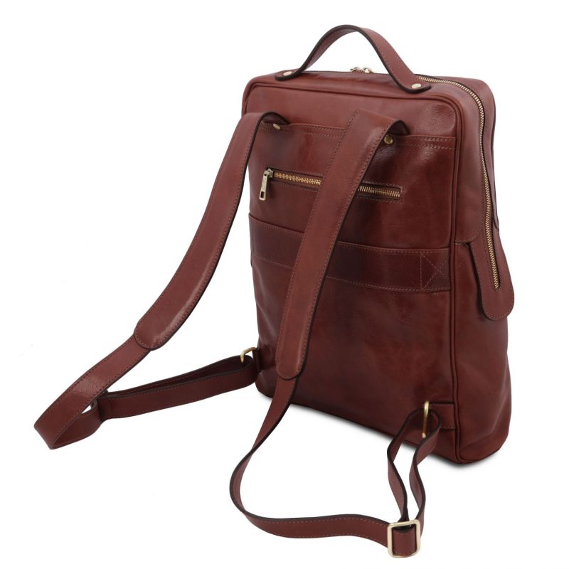 Large Men's and Women's Full Grain Leather 17" Laptop 15L Backpack with ...