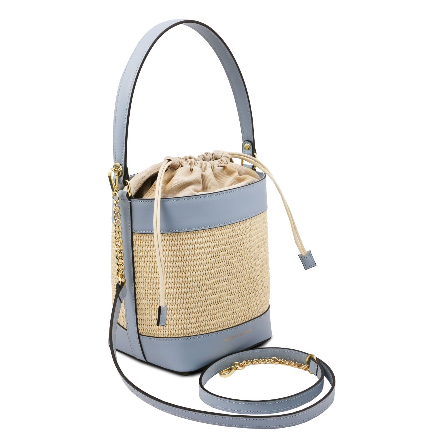 Straw Effect Bucket Bag – Louise - Domini Leather