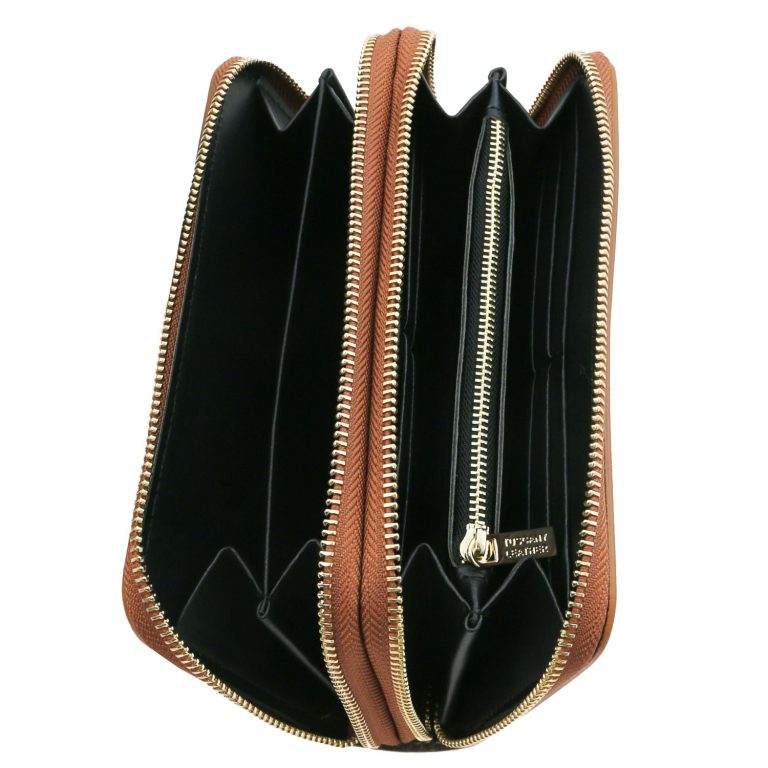 Smooth Leather Double Zip Wallet - Gaia - Domini Leather